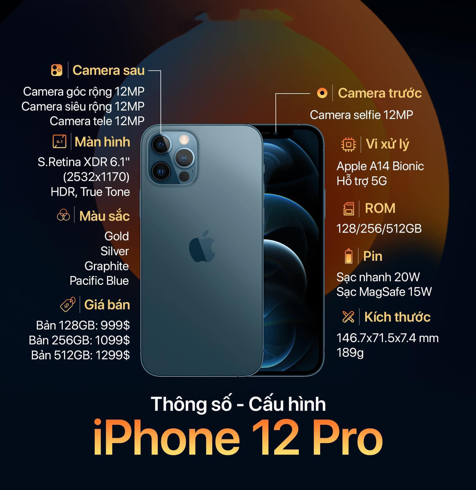 iPhone 12 Pro Chính Hãng VN/A, Quốc Tế Mới Cũ Giá Rẻ